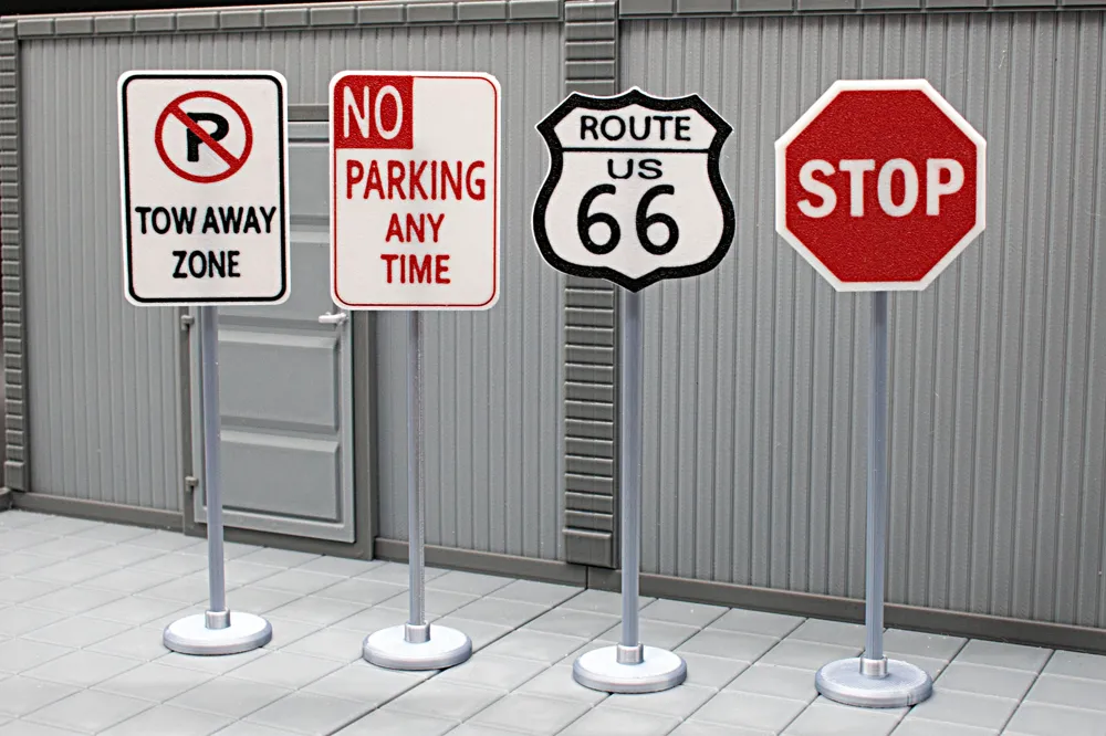 Miniature Route 66 Sign for Diorama, 1:18 scale by Wilhelmus - MakerWorld