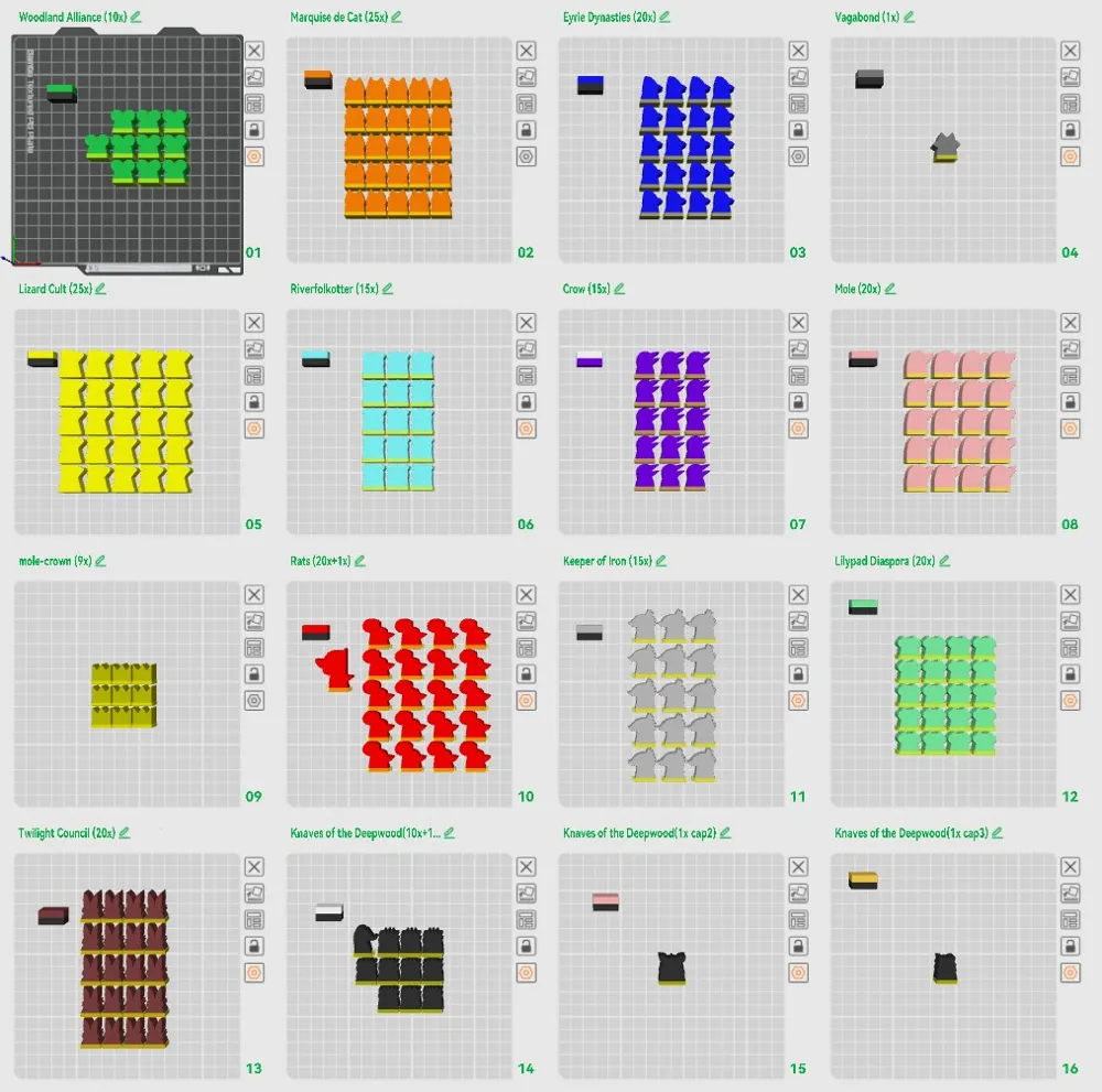 Root Board Game Meeples (Units) - Free 3D Print Model - MakerWorld