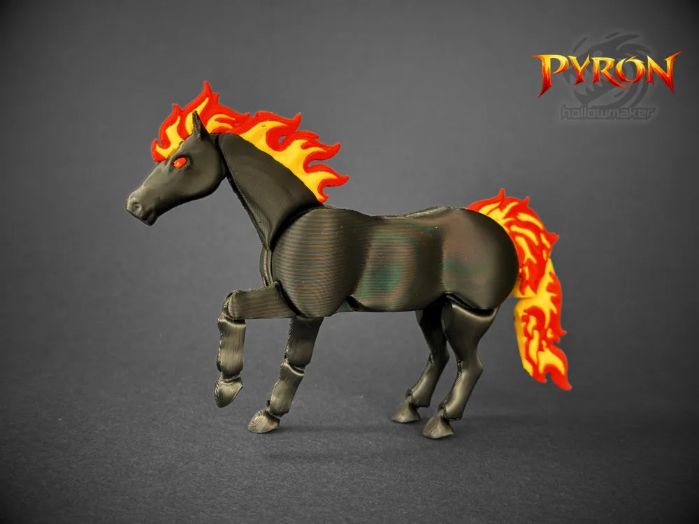 Pyron - Articulated Fire Horse - Free 3D Print Model - MakerWorld