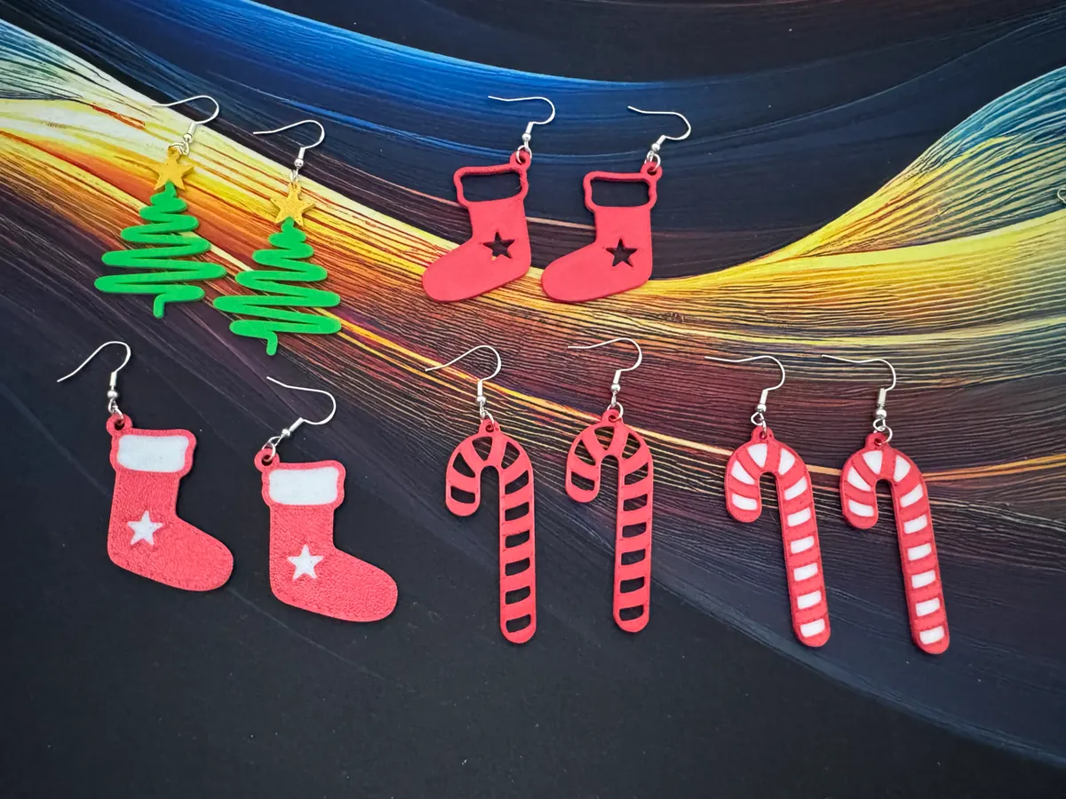christmas earring set - Free 3D Print Model - MakerWorld