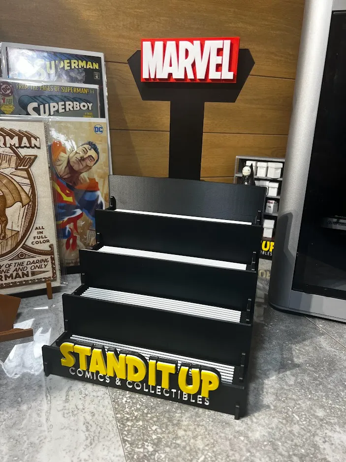 Tiered Display Shelf Stand-Comic -Post Cards-More - Free 3D Print Model ...