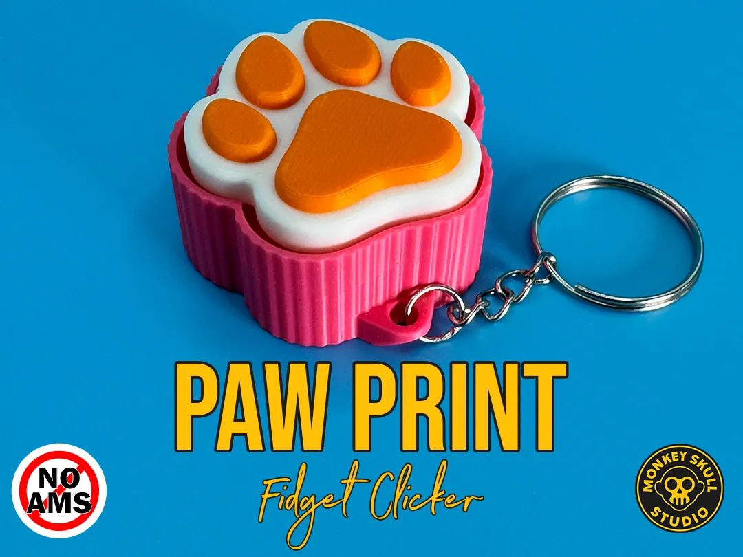 Paw Print MX Fidget Clicker Keychain - Free 3D Print Model - MakerWorld