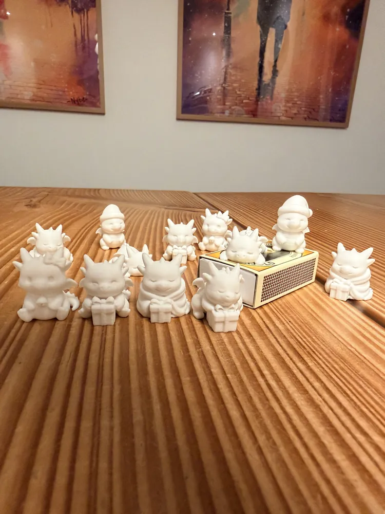 Mini Christmas Dragons - 6 cute mini - Free 3D Print Model - MakerWorld