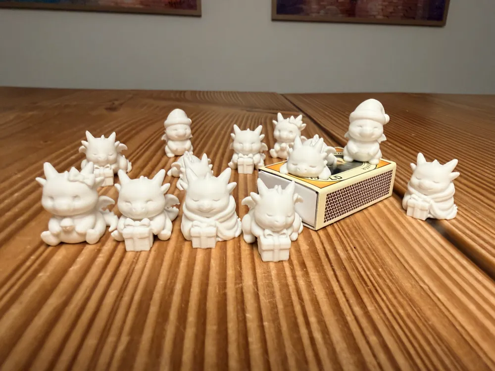 Mini Christmas Dragons - 6 cute mini - Free 3D Print Model - MakerWorld