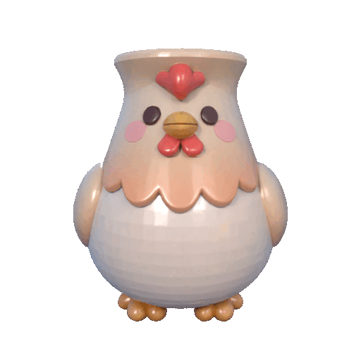 Adorable little yellow chick, with an opening flowerpot on its head, a ...