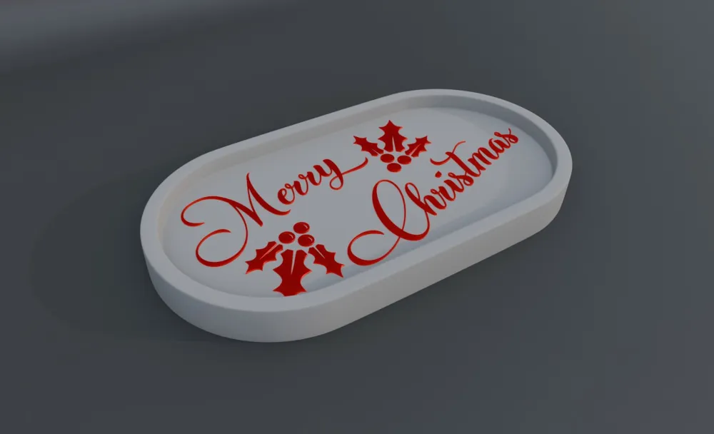 Merry Christmas Trinket Tray by N-GON - MakerWorld
