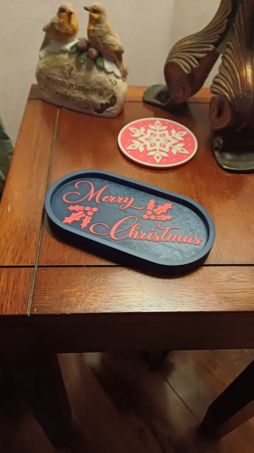 Merry Christmas Trinket Tray - Free 3D Print Model - MakerWorld