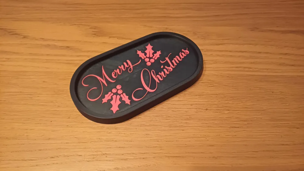 Merry Christmas Trinket Tray - Free 3D Print Model - MakerWorld