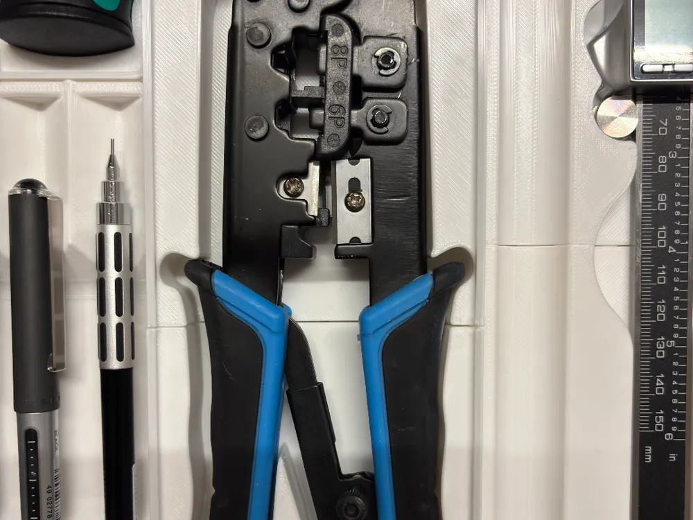 Gridfinity RJ45 Lan Crimper tool cutout 2x5 by Mthwphoto - MakerWorld