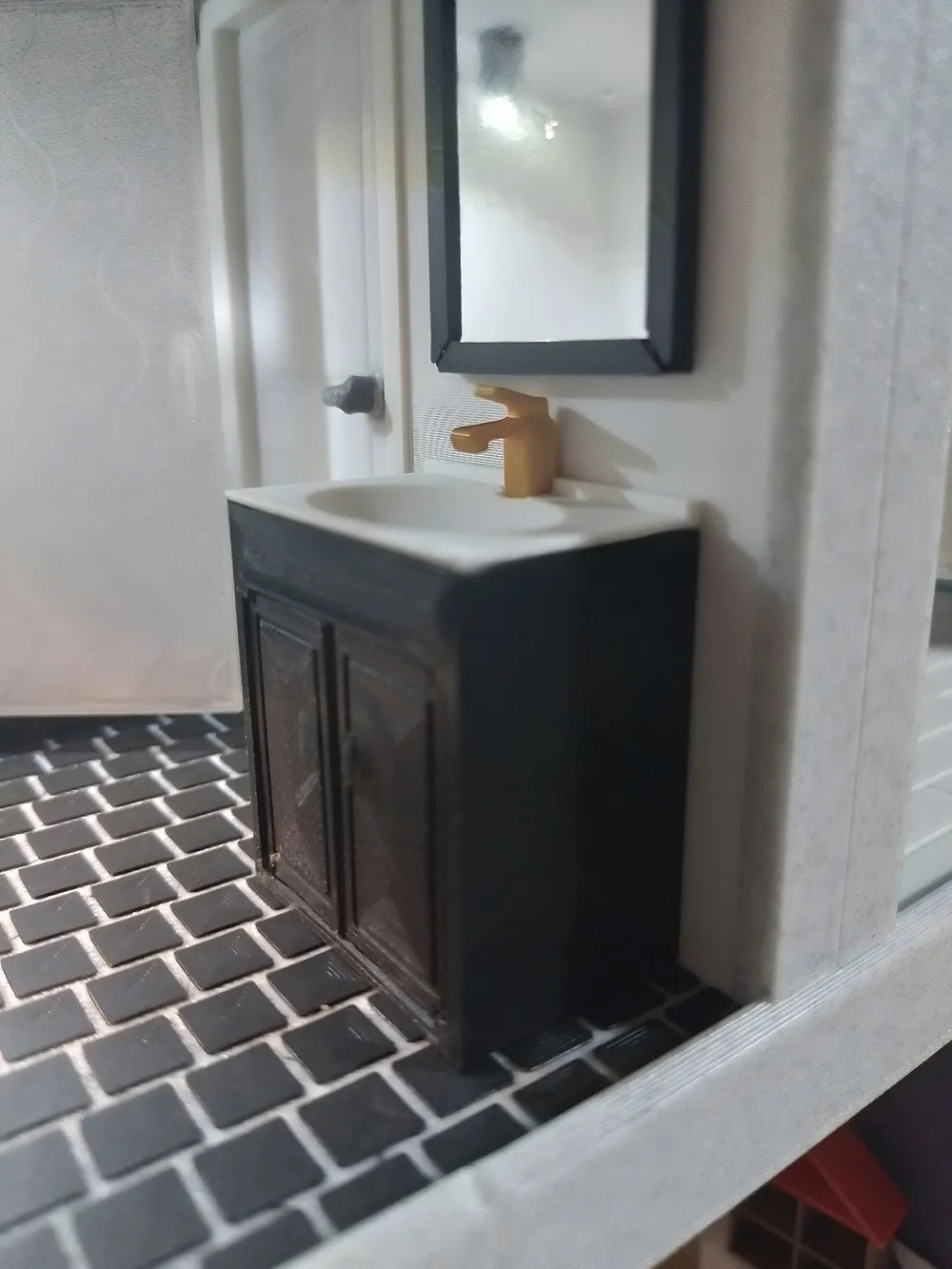 Dollhouse - Modern Bathroom Sink V2 - Free 3D Print Model - MakerWorld