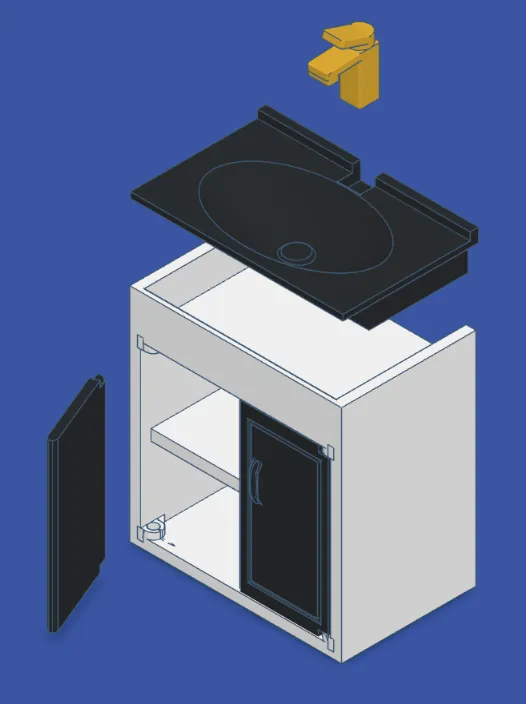Dollhouse - Modern Bathroom Sink V2 - Free 3D Print Model - MakerWorld