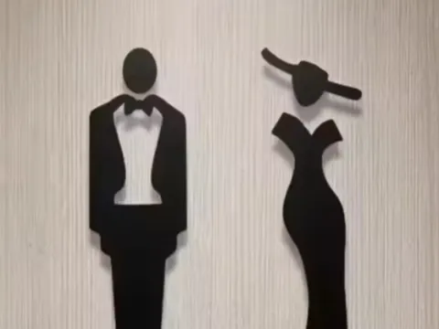 Elegant bathroom sign: modern WC logo - Free 3D Print Model - MakerWorld