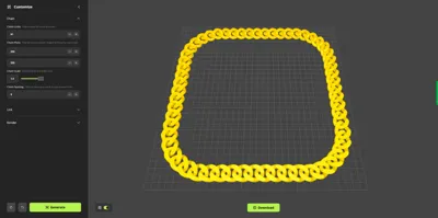 Cuban ChainMaker - Parametric chain generator by Koolm MakerWorld: Download Free 3D Models