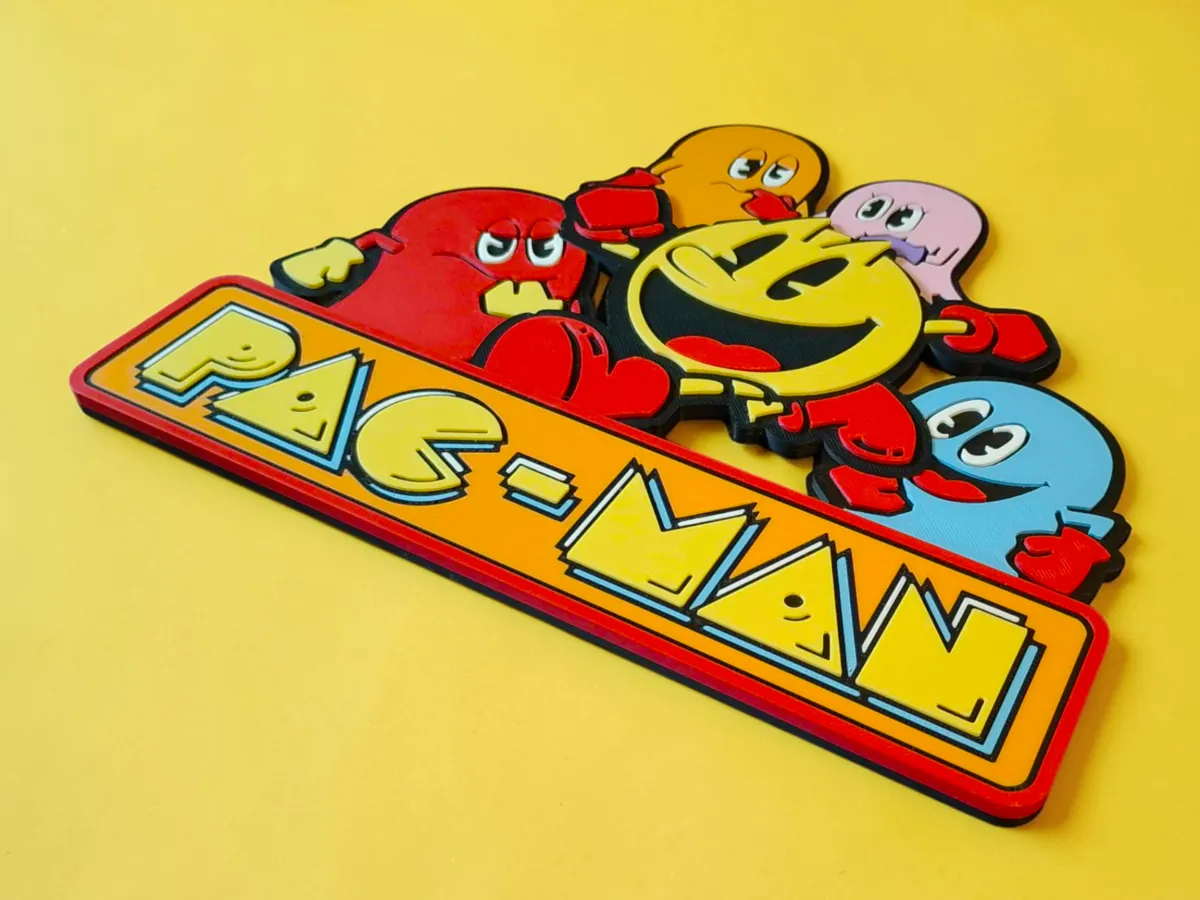 Pacman Sign (8 Colour) - Free 3D Print Model - MakerWorld