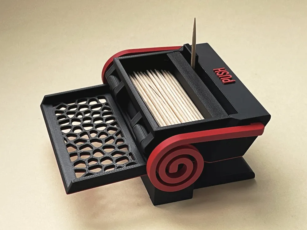 Toothpick dispenser - fully printed (v2) - Free 3D Print Model - MakerWorld