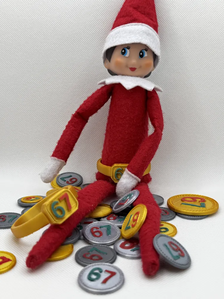 Elf on the Shelf “67” Belt & Coin Bundle - Free 3D Print Model - MakerWorld