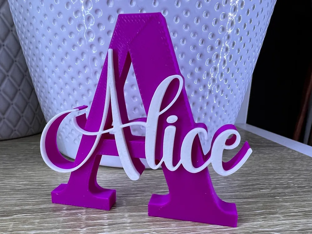 ALICE name ornament initial nameplate by meetoo333 - MakerWorld