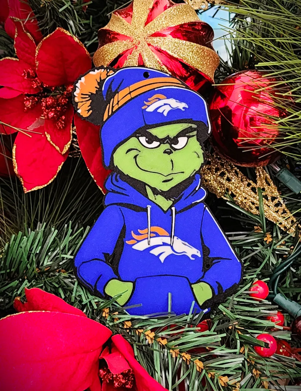 Grinch Denver Broncos Christmas Ornament - Updated - Free 3D Print ...