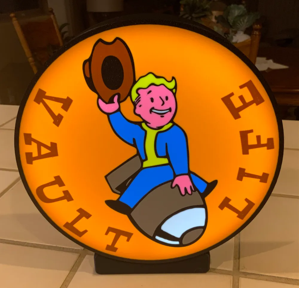"Vault Life" Vault Boy from Fallout LED Lightbox by MZip - MakerWorld