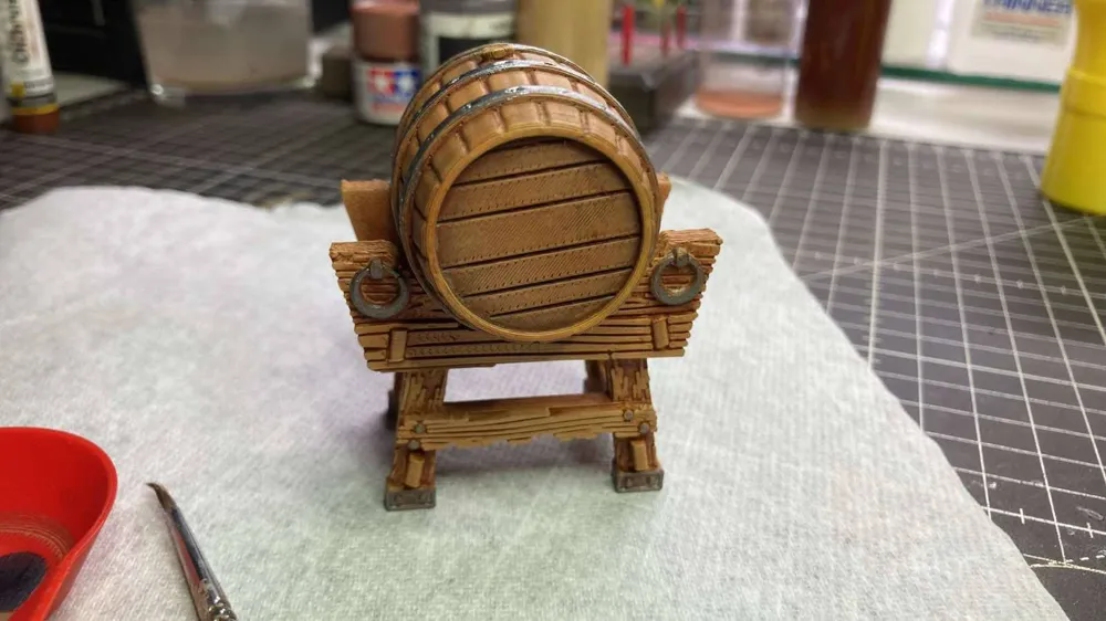 Medieval wooden barrel with stand, scale 1:25 by Nasik MakerWorld ...
