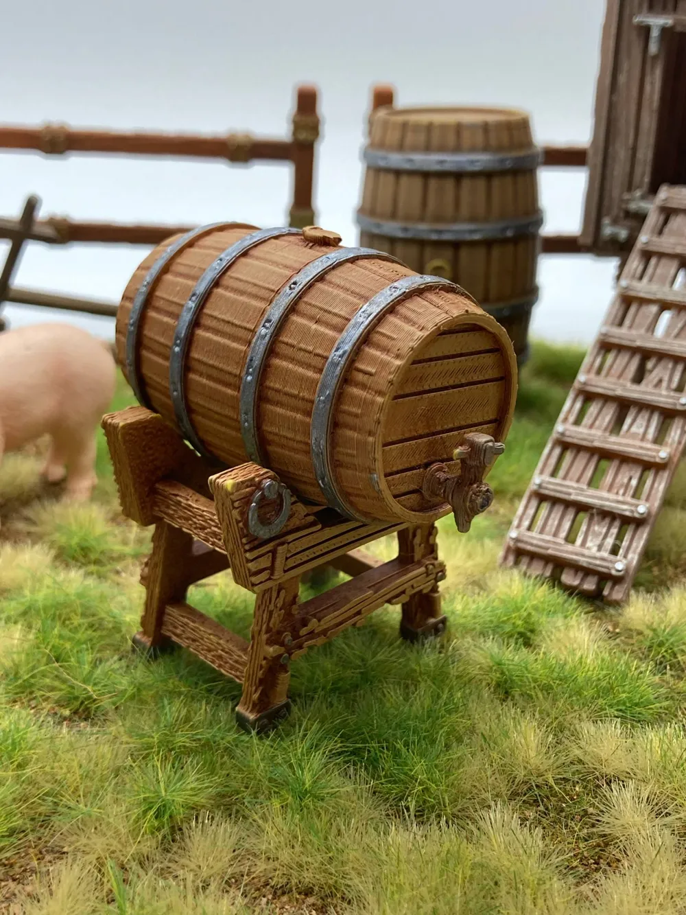 Medieval wooden barrel with stand, scale 1:25 by Nasik MakerWorld ...