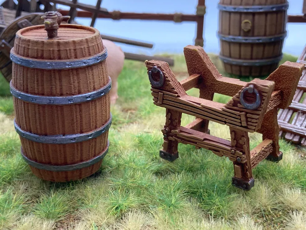 Medieval wooden barrel with stand, scale 1:25 by Nasik MakerWorld ...