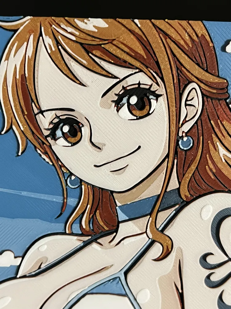Nami at the Beach One Piece Hueforge - Free 3D Print Model - MakerWorld