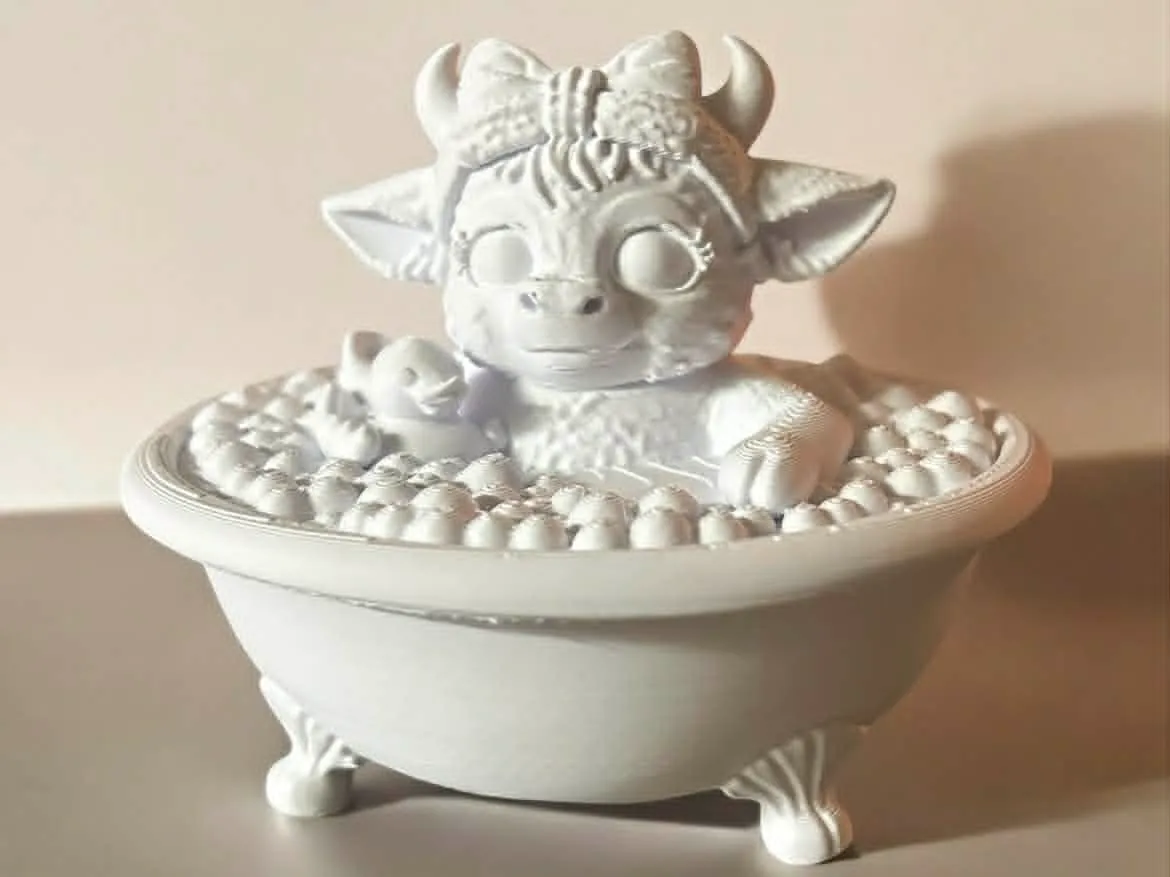 Highland Cow in Bathtub - Free 3D Print Model - MakerWorld