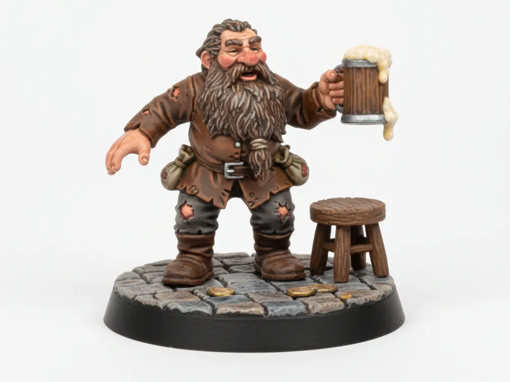 D&D Miniature: Dwarf Drunkard - Free 3D Print Model - MakerWorld