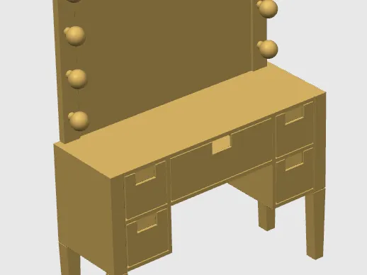 Large dressing table with mirror for dolls - Free 3D Print Model ...