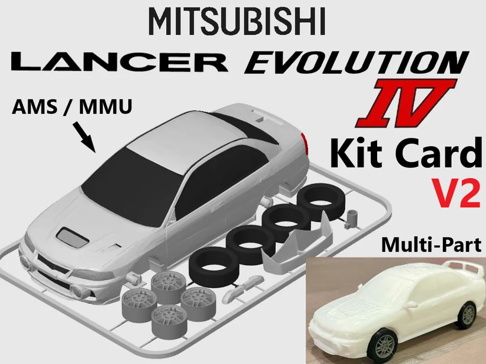 Mitsubishi Lancer Evolution 4 / Evo IV Kit Card - Free 3D Print Model ...