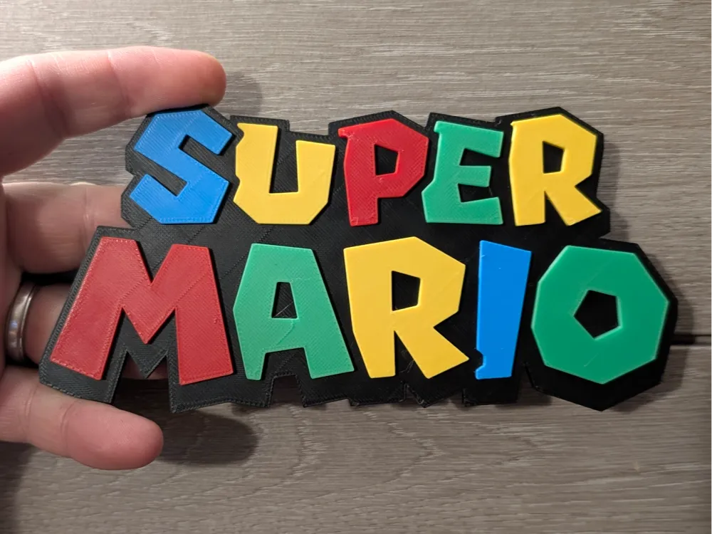 Super Mario logo sign plaque 2-sizes, AMS capable - Free 3D Print Model ...