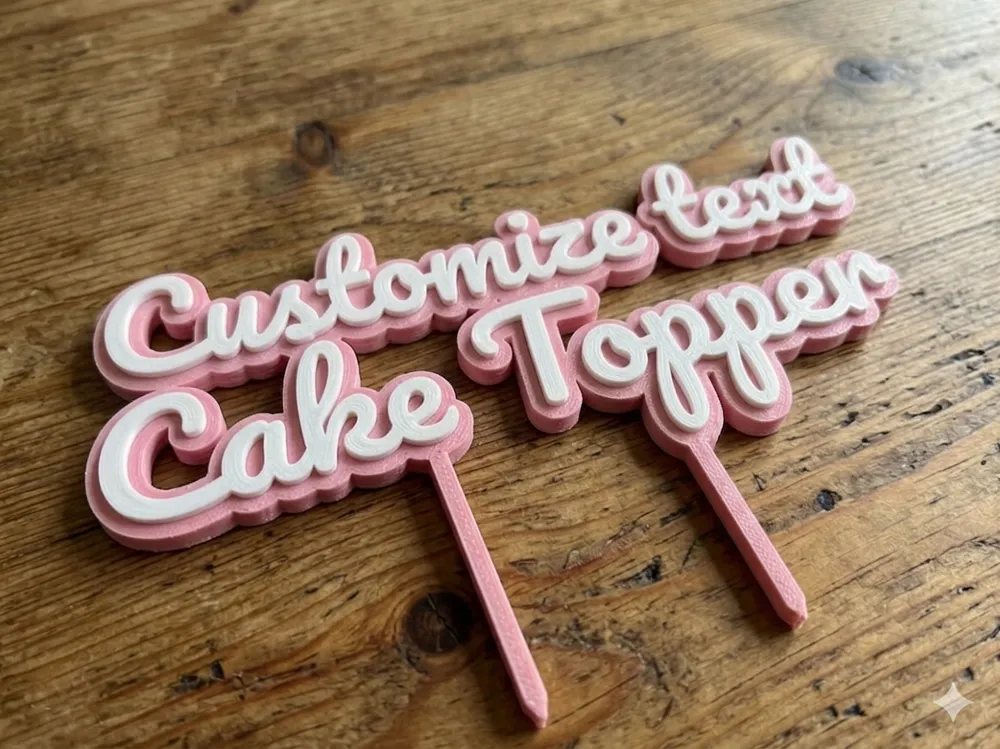 2 Line Cake Topper Generator - Free 3D Print Model - MakerWorld