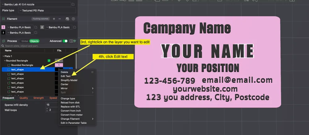 Simple business card (Editable) V2 - Free 3D Print Model - MakerWorld