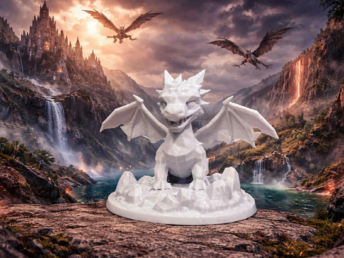 Little Dragon - Low Poly - Very Cute - Free 3D Print Model - MakerWorld