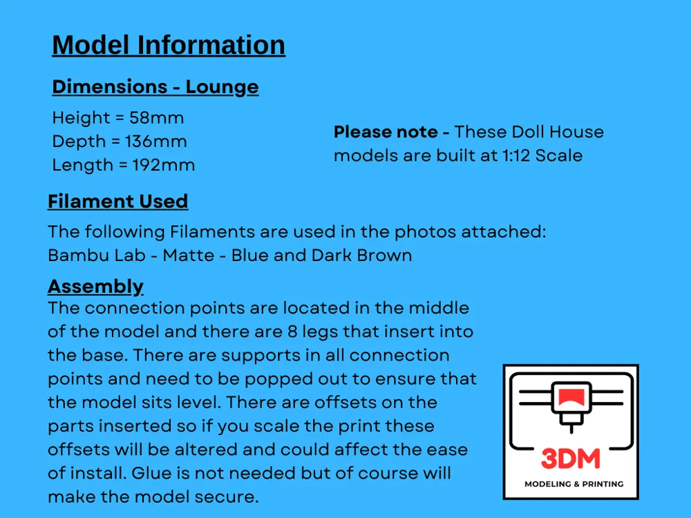 Doll House Furniture - Lounge / Couch by 3DM - MakerWorld