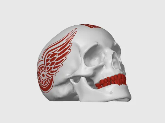 Detraoit Red Wings Skull - Free 3D Print Model - MakerWorld