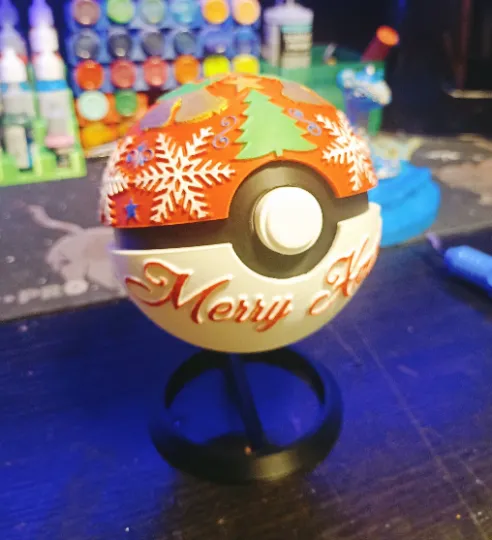 Christmas Pokeball Xmas Decoration by Scattered Collectables - MakerWorld