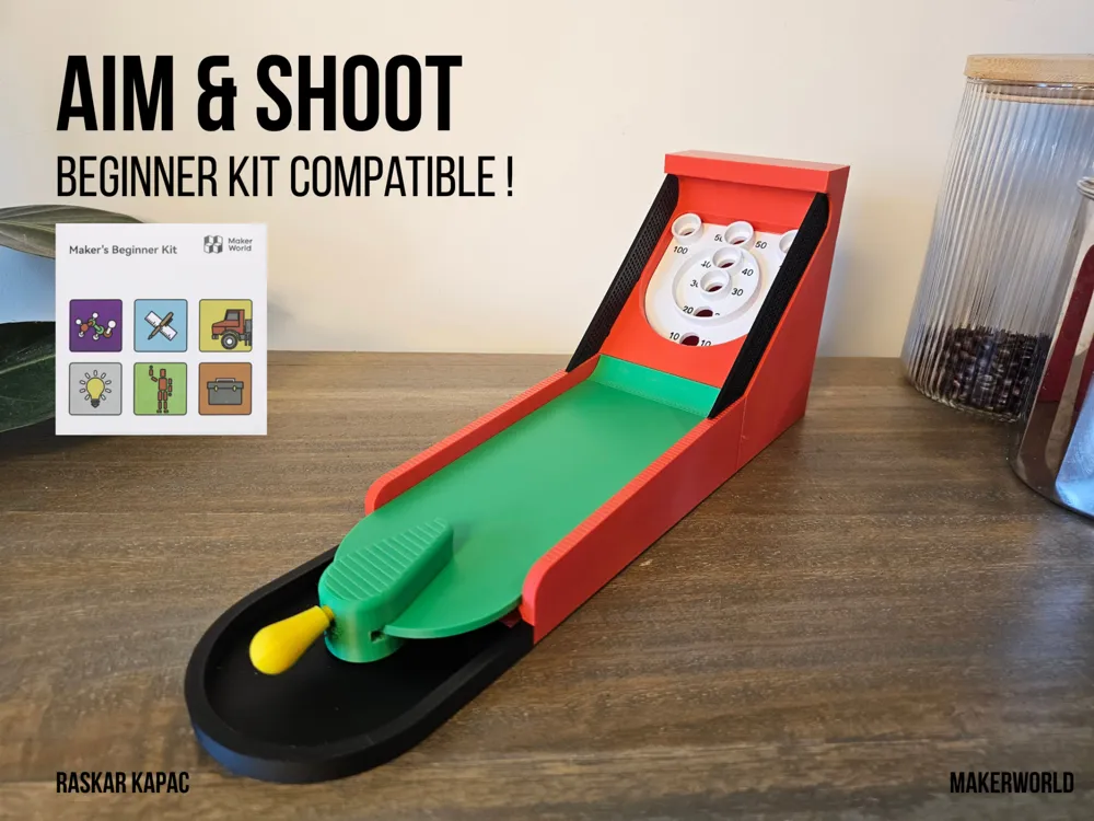 Aim & Shoot - Mini Arcade Ball Game - Free 3D Print Model - MakerWorld