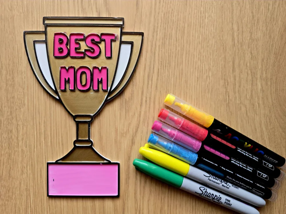 Mothersday Best Mom Award Trophy DIY Coloring Gift by Merilno3D ...