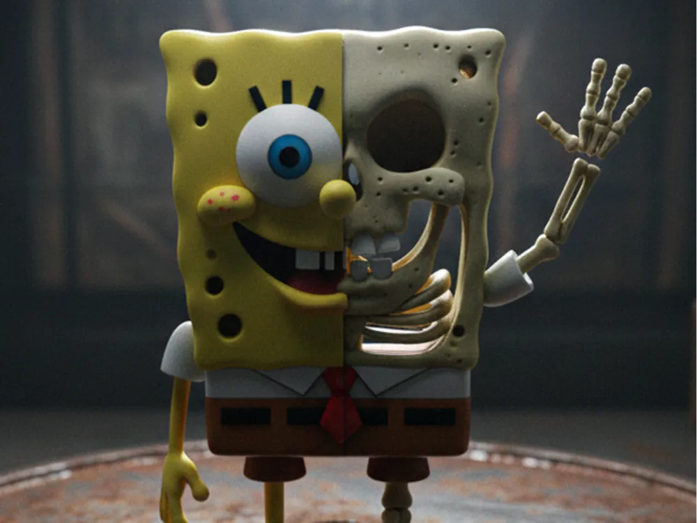 creepy skull spongebob bones - Free 3D Print Model - MakerWorld