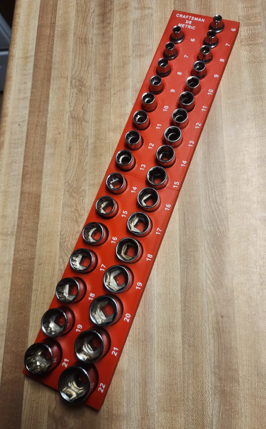 Craftsman 3/8 drive METRIC shallow Socket Holder by GBGDesigns - MakerWorld