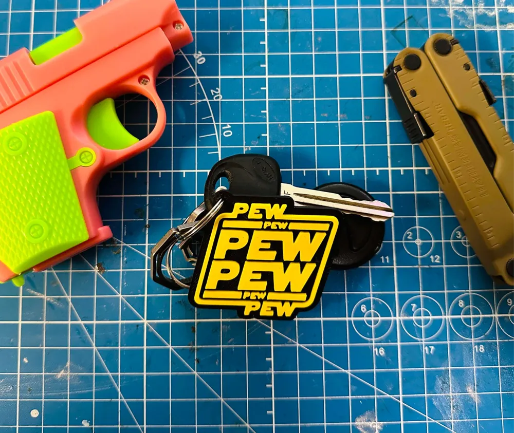 Pew Pew Keychain & Sign by Williams Industries - MakerWorld