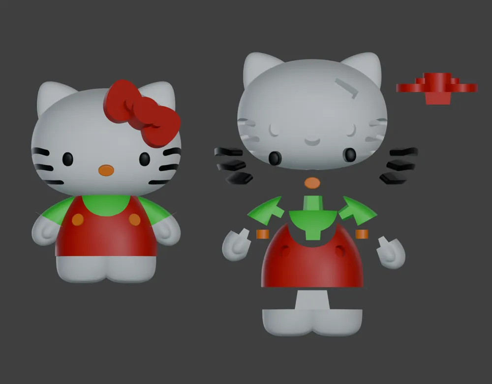 hello kitty disassembled version (no AMS required) - Free 3D Print ...