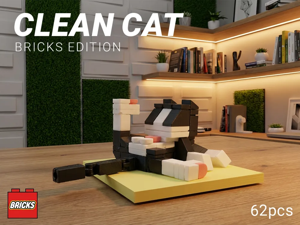 Brick-Style Cat - 62pcs - Free 3D Print Model - MakerWorld