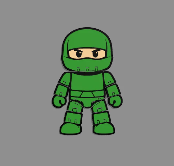 Green Ninja Flexi Figure, Print-in-Place (3-Color) - Free 3D Print ...