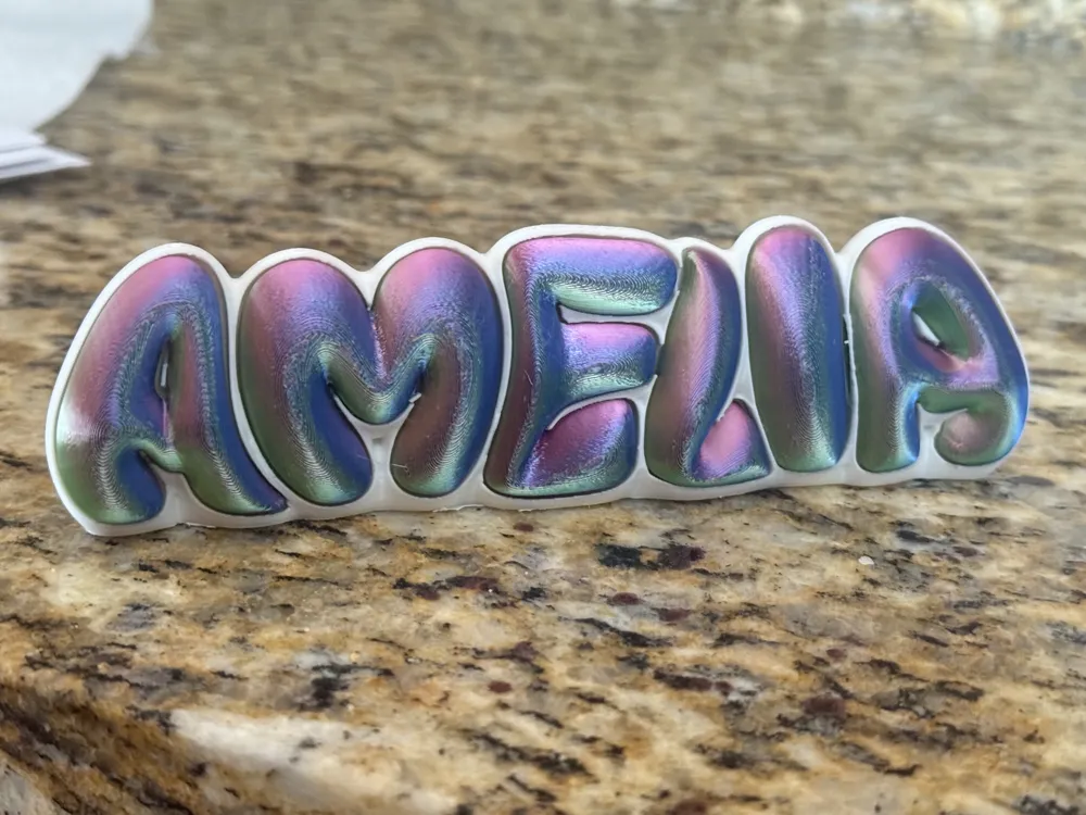 Amelia 3D Smooth Organic Name Plate - Free 3D Print Model - MakerWorld