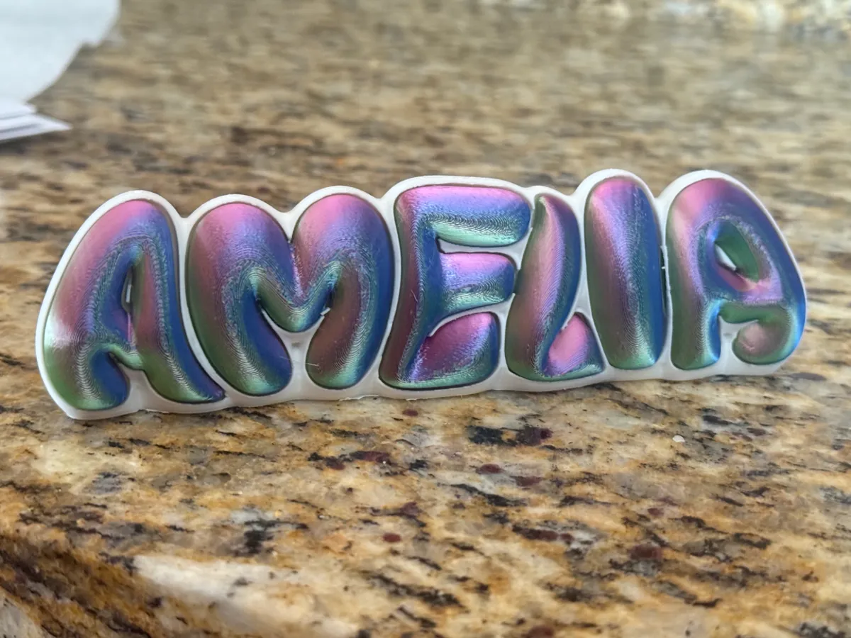 Amelia 3D Smooth Organic Name Plate - Free 3D Print Model - MakerWorld