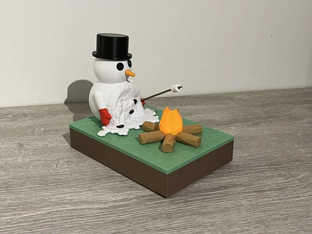 Snowman in Trouble – The Campfire Meltdown (LED) - Free 3D Print Model ...