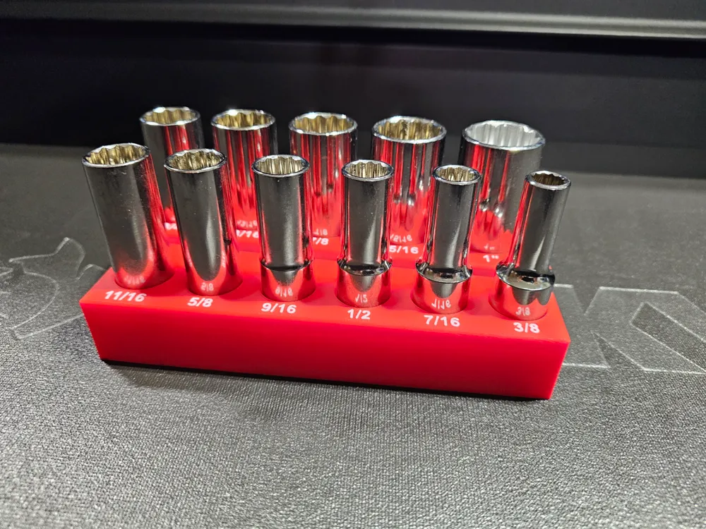 3/8" Deep Well Socket Set Organizer by WiscoPrinter - MakerWorld